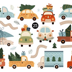Christmas Clipart Christmas Car Svg Retro Christmas Truck Svg Christmas ...