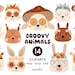 Retro Animal Clipart, Groovy Animal Face Svg, Woodland Animals Png ...