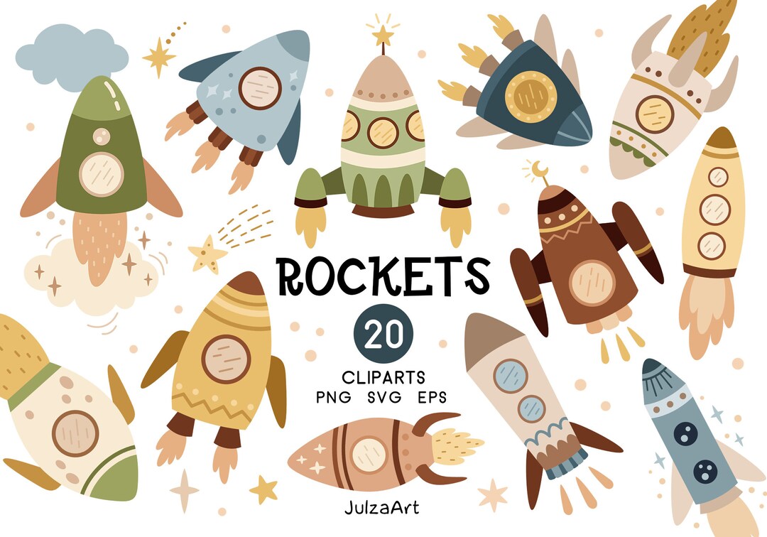Rocket Clipart, Space Clipart, Outer Space, Boho Space Rocket Svg ...