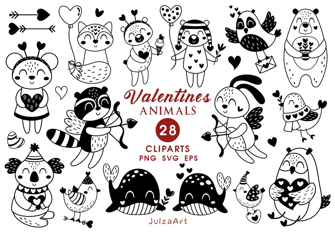 Valentines Day Svg, Valentines Clipart, Woodland Animals Png, Love Svg ...