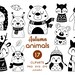 Fall Animals Clipart: Black and White Woodland Animal PNG SVG, Cartoon ...