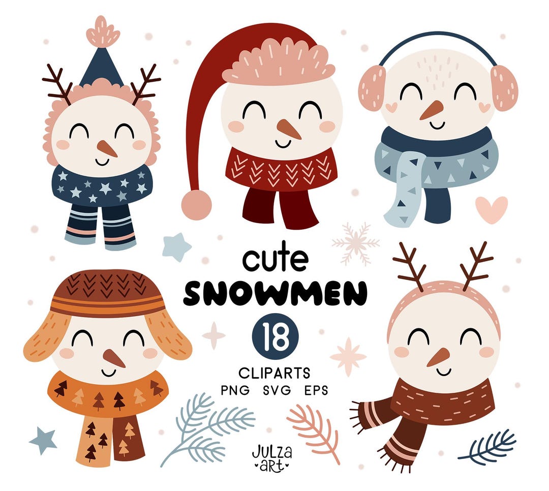 Snowman Clipart, Cute Snowman Face Svg, Christmas Snowman Svg, Merry ...