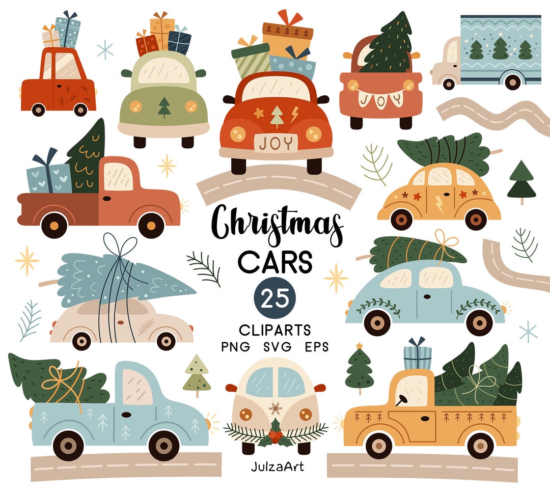 Christmas Clipart Christmas Car Svg Retro Christmas Truck Svg Christmas ...