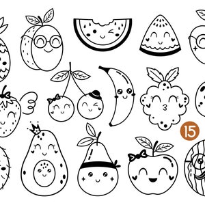Fruit Svg, Cute Fruit Clipart, Black Fruit Png, Tropical Fruits Clip ...