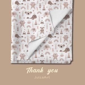 Newborn Baby Seamless Pattern,boho Nursery Digital Paper, Animal Baby ...