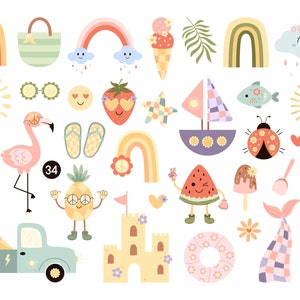 Retro Summer Clipart: Groovy Beach Vibes, Hello Summer PNG, SVG ...