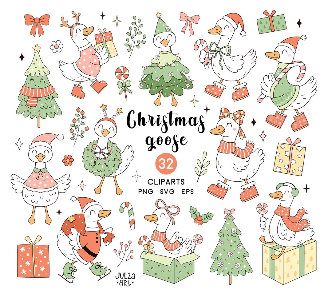 Silly Christmas Goose Clipart Santa Goose PNG Funny Xmas SVG Christmas ...