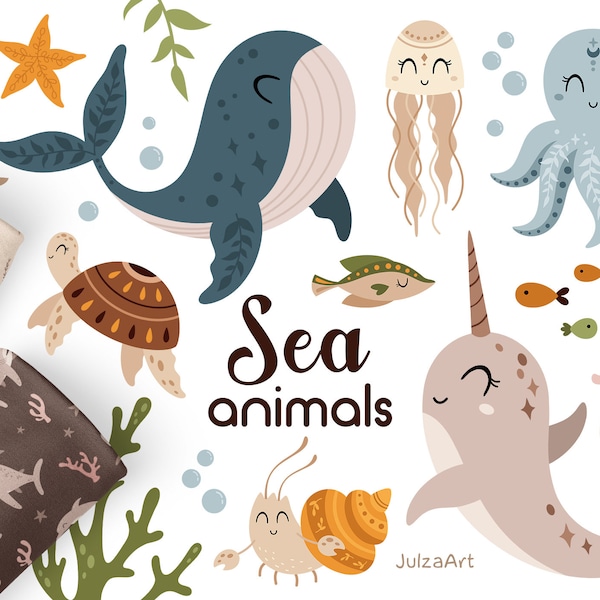 Sea Animal Clipart - Etsy