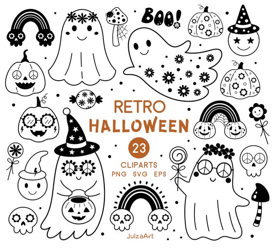Vintage Black And White Halloween Clip Art
