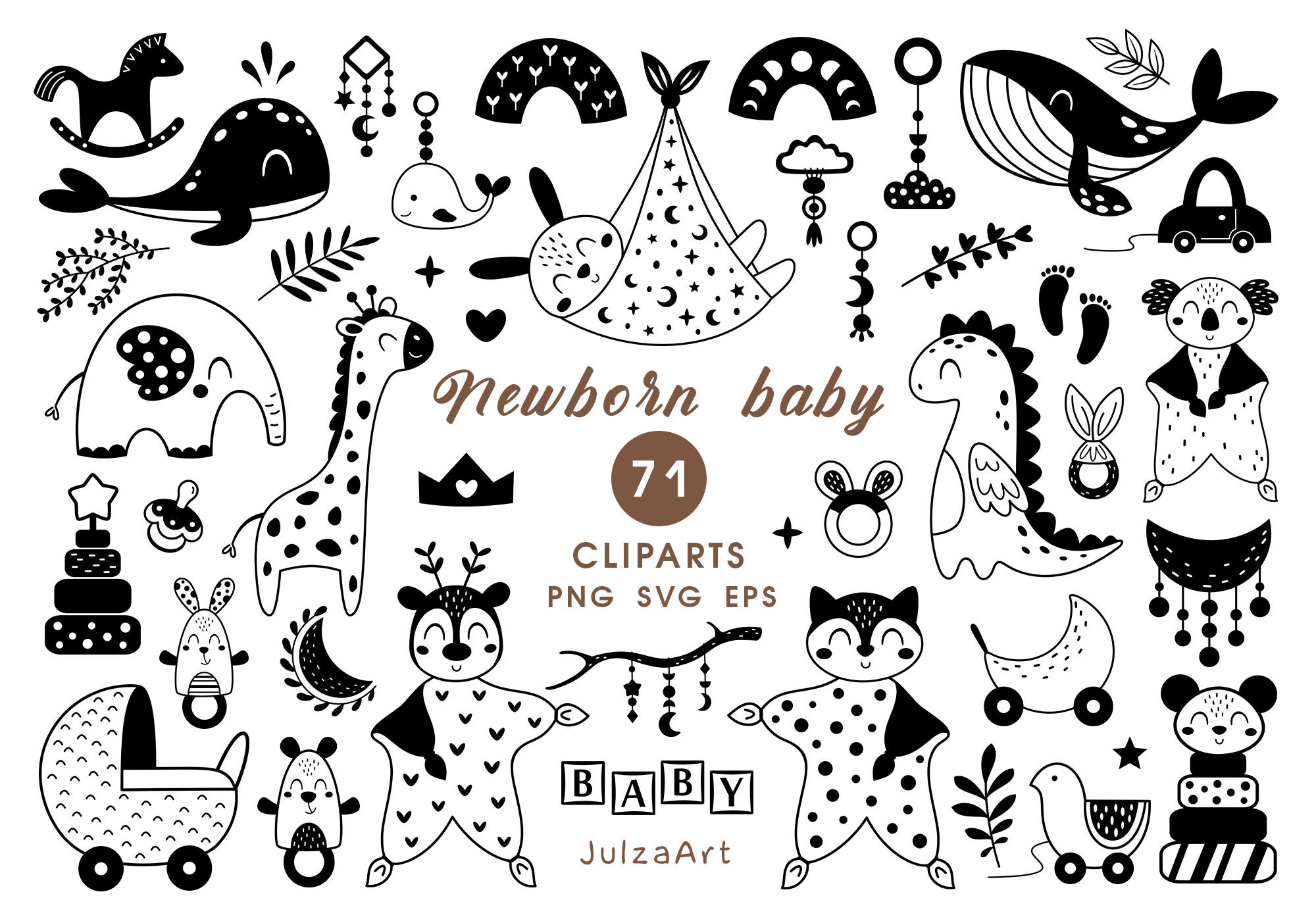 New Born Baby Clipart Black And White