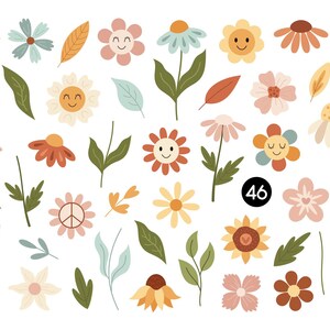 Flower Clipart, Retro Flower Svg, Groovy Flower Png, Floral Svg, Boho ...