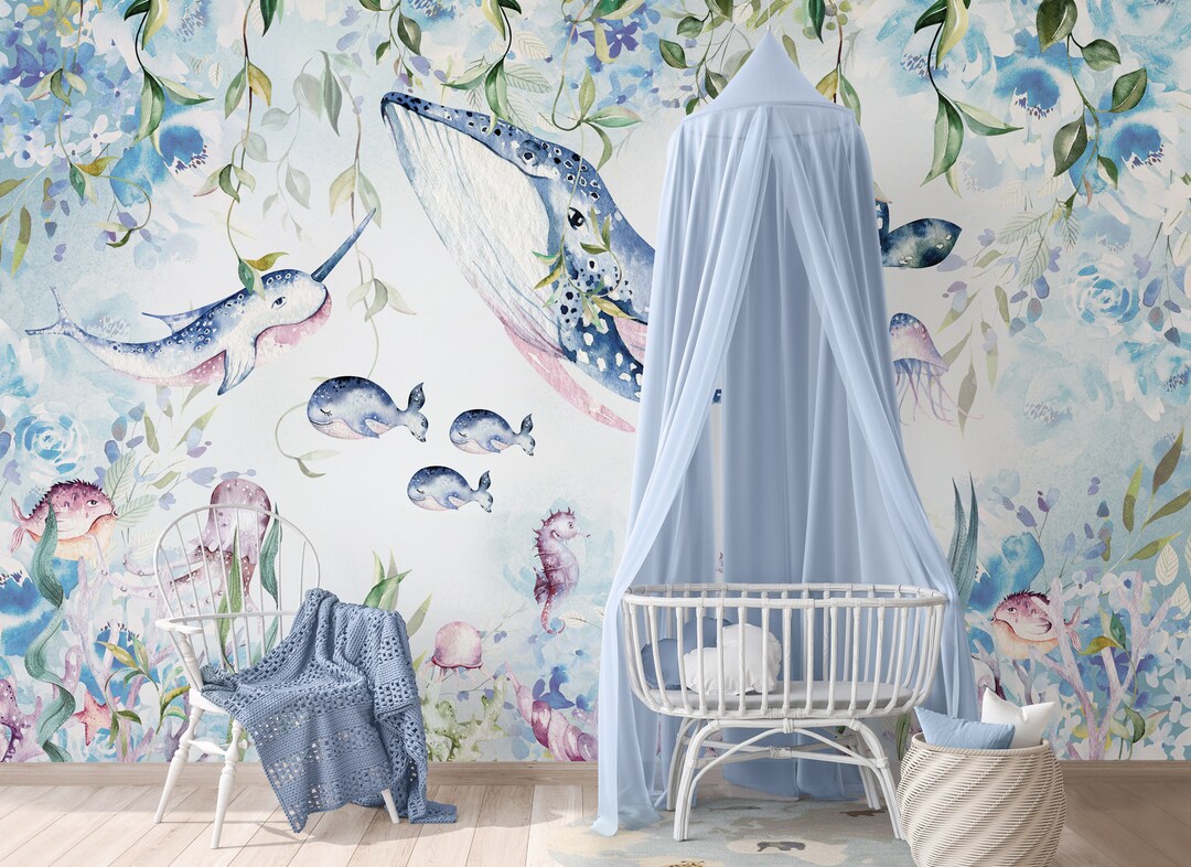 Sea Dream Wallpaper Underwater Blue Creatures Kids - Etsy