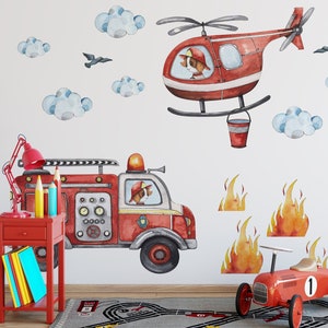 Fire Department Wall Sticker Set Wall Tattoo for Children's Room ...