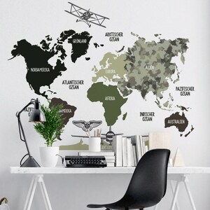 Military World Map Wall Decal for Boys, Decor for Kids' Room: Military ...
