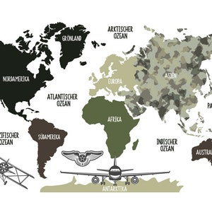 Military World Map Wall Decal for Boys, Decor for Kids' Room: Military ...