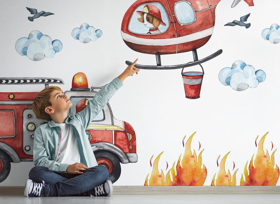 Fire Department Wall Sticker Set Wall Tattoo for Children's Room ...