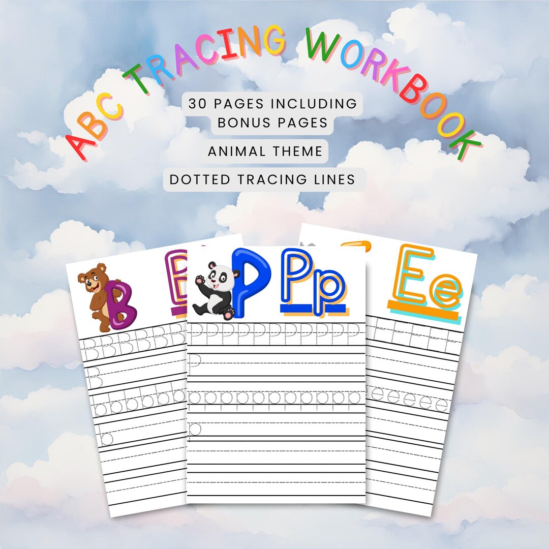 Alphabet Tracing Workbook | Animal-themed ABC Practice | Printable ...