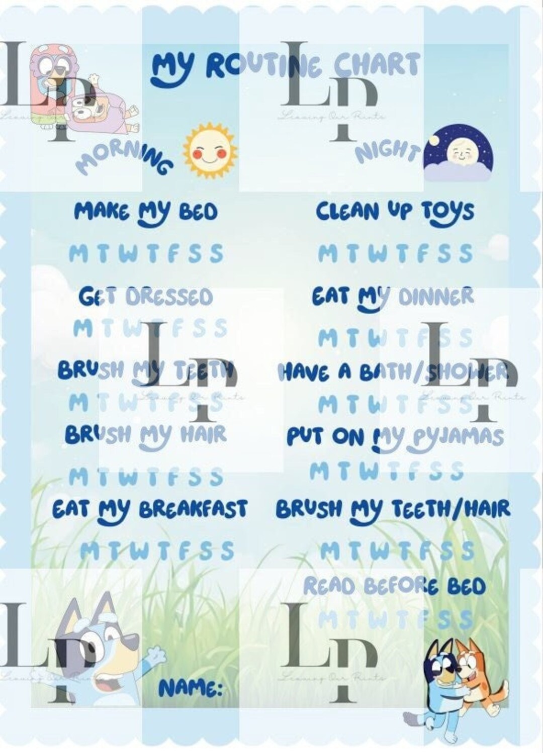 Toddler Routine Chart - Bluey Theme - Etsy