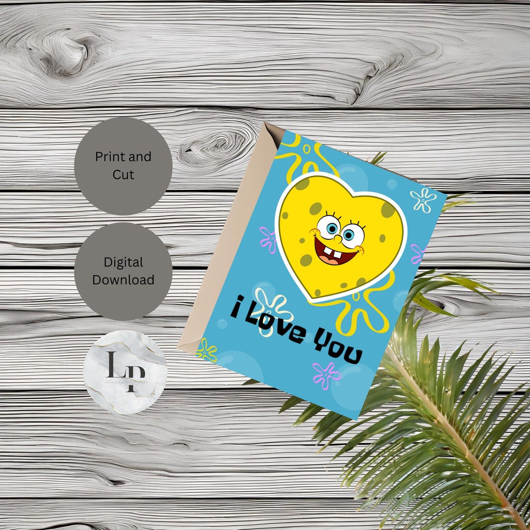 Digital/pintable - Spongebob (I Love You) Anniversary Card - Etsy