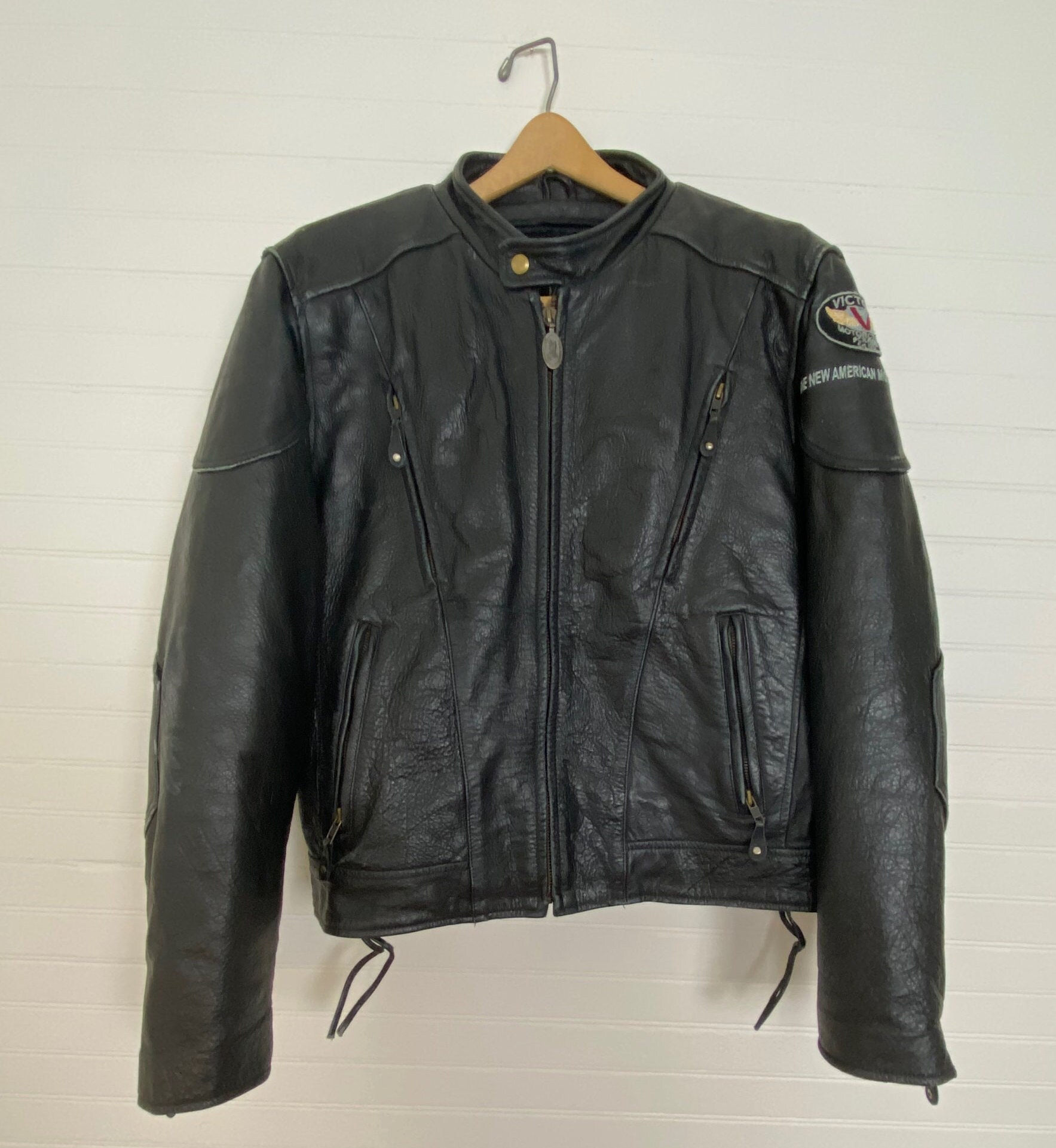 Victory Leather Men's Motorcycle Jacket, Size Medium - Etsy
