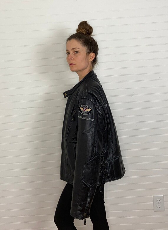 Victory Leather Men's Motorcycle Jacket, Size Medium - Gem