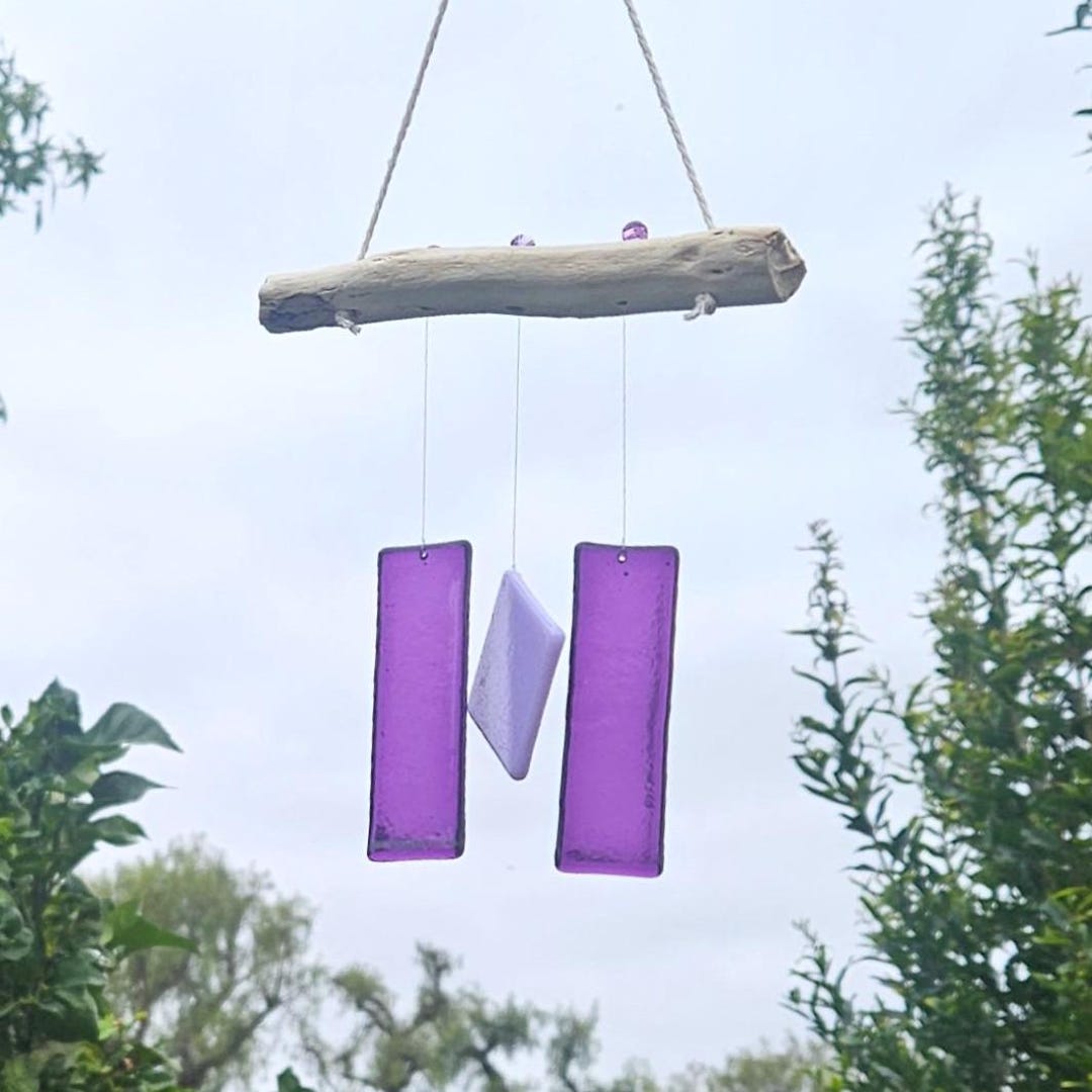 Mini Wind Chimes ~ Small Spaces ~ Sweet Sounds ~ 4 Unique Fused Glass ...