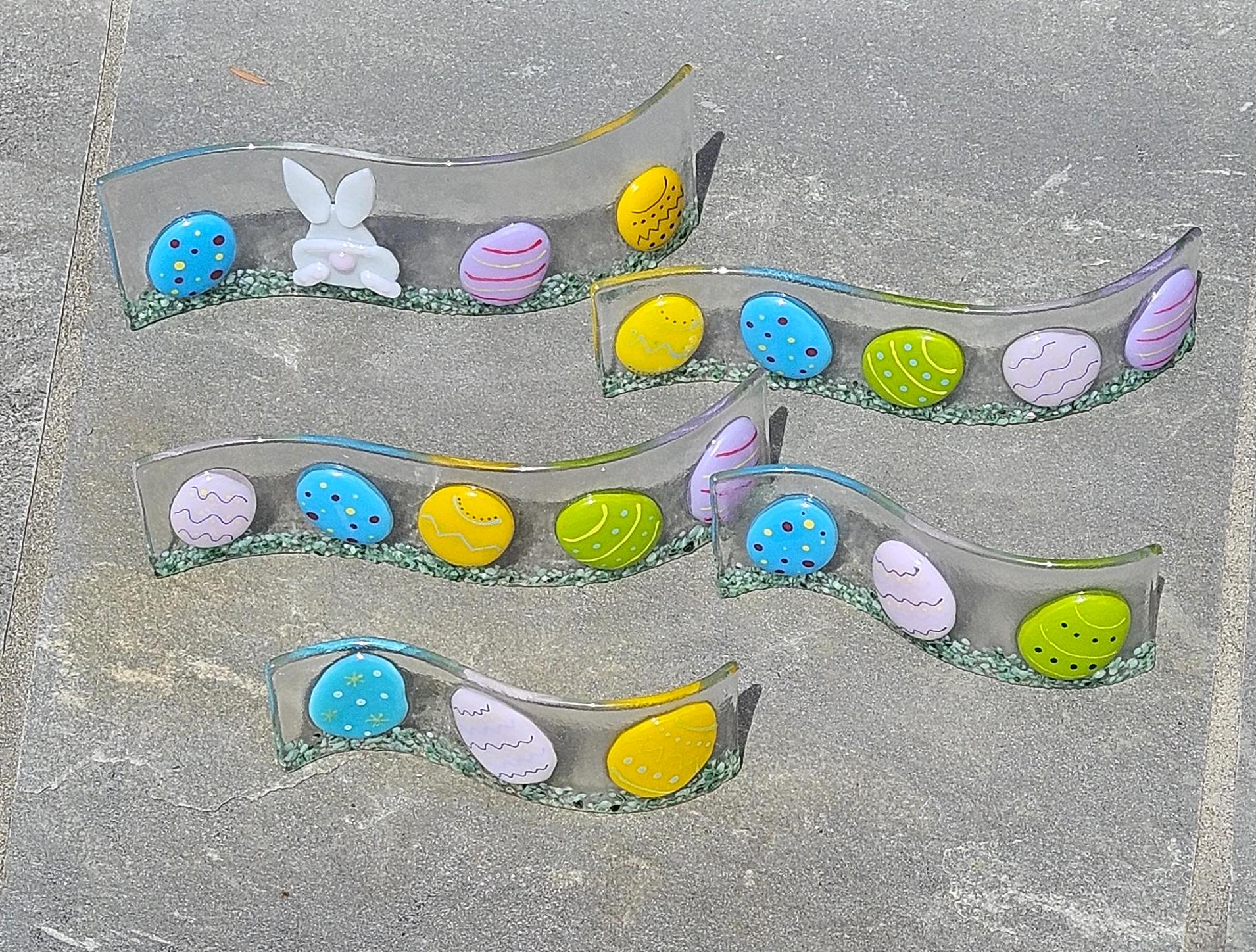 Fused Glass Easter Eggs ~ Easter ~ Spring Curved Glass Eggs in Grass ...
