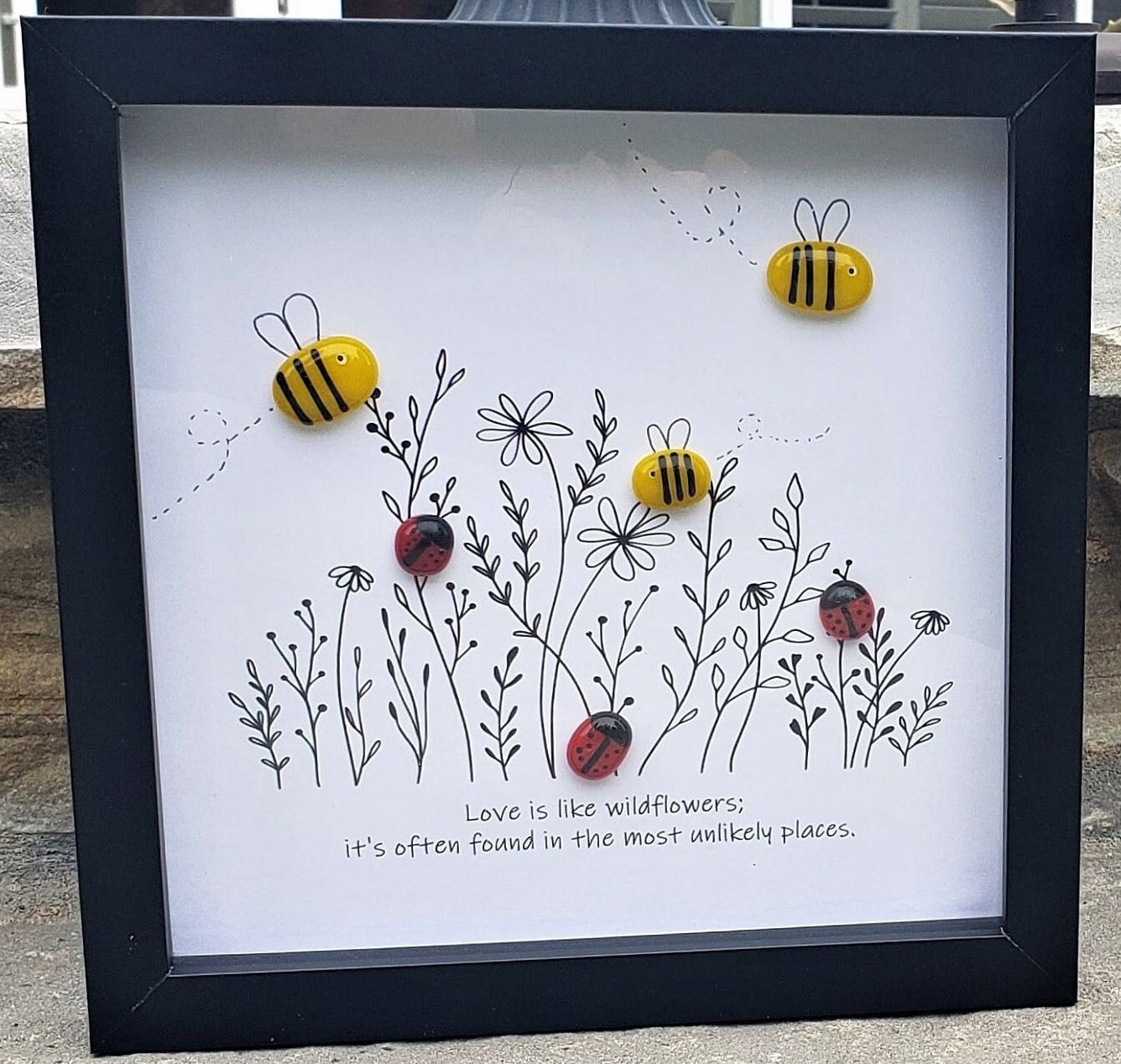 Personalized Framed Art Fused Glass Bees Ladybugs - Etsy