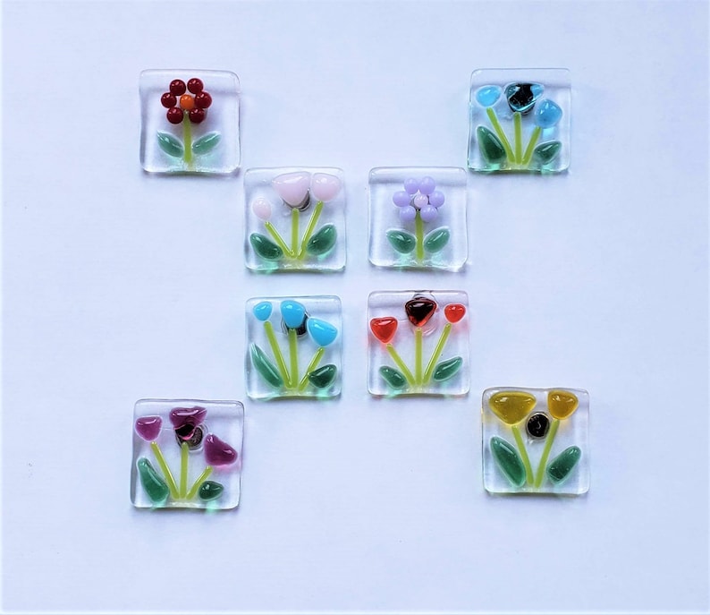 Fused Glass Flower Magnets - FREE SHIPPING - Etsy