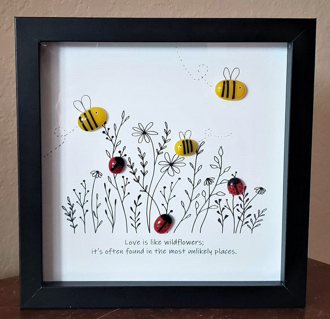 Personalized Framed Art Fused Glass Bees Ladybugs - Etsy