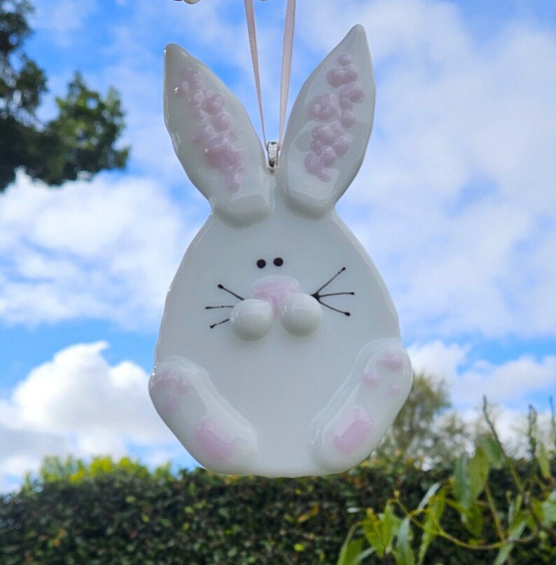 Fused Glass Bunny Rabbit Ornament Easter Spring FREE SHIPPING - Etsy