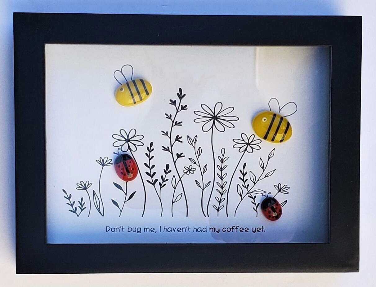 Personalized Framed Art Fused Glass Bees Ladybugs - Etsy