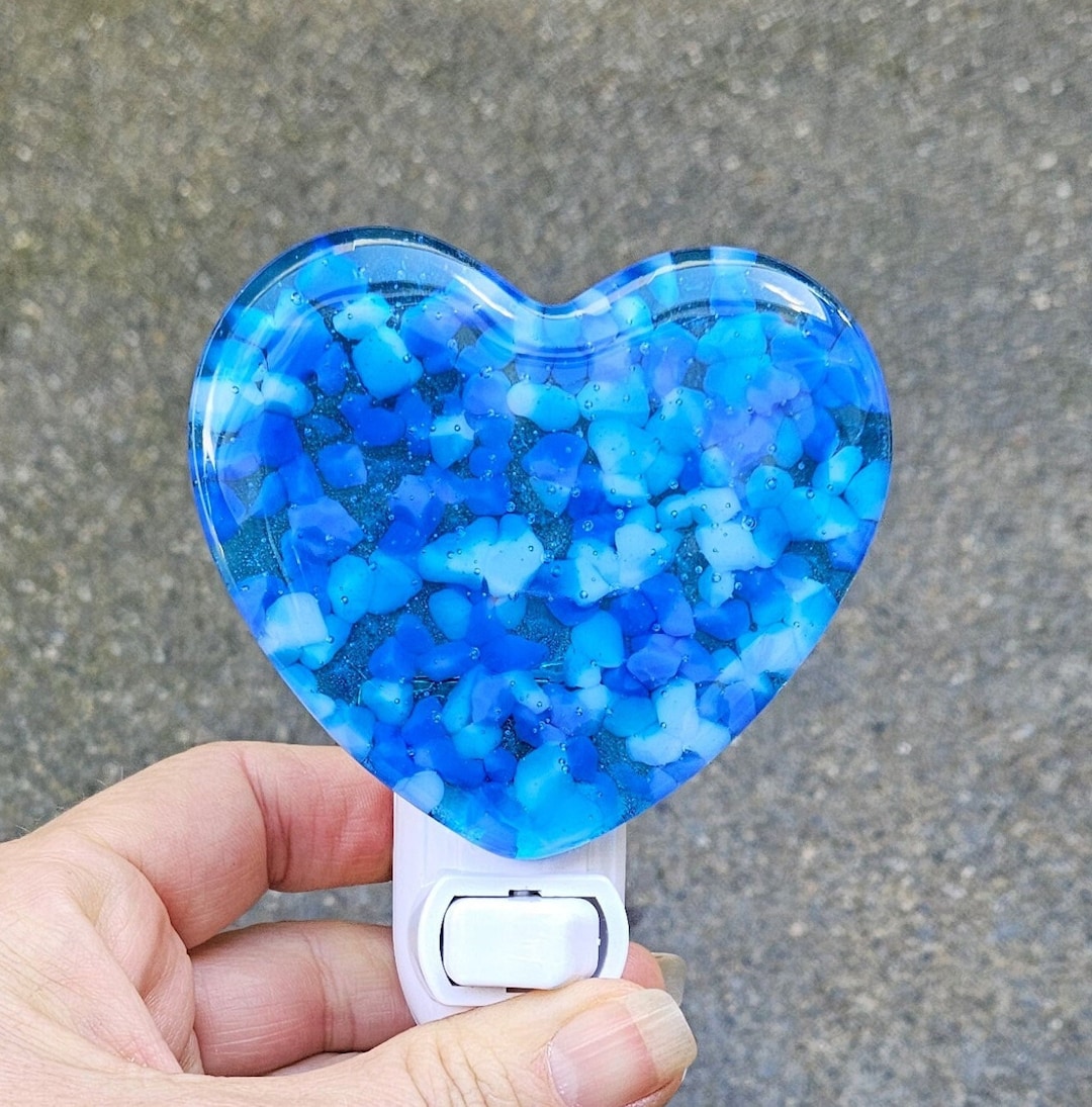 Heart Night Light Fused Glass Plug in Light FREE SHIPPING - Etsy