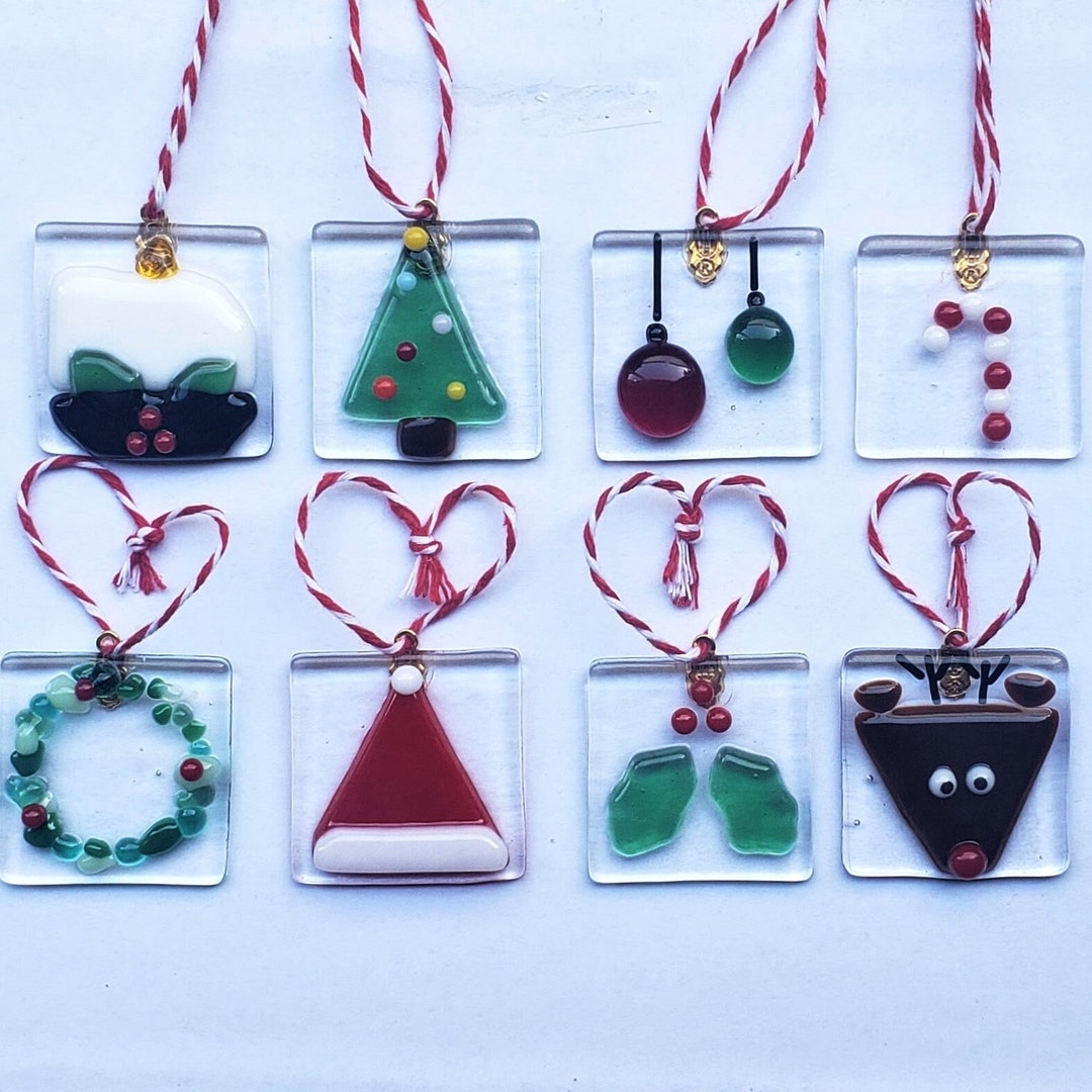 Fused Glass Christmas Ornaments Christmas Tags Set of 4 or 8 FREE ...