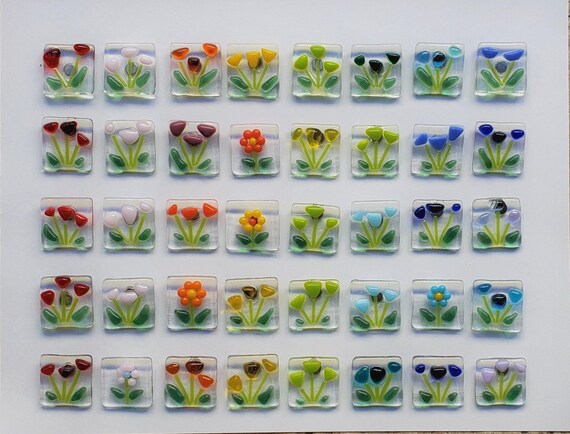 Fused Glass Flower Magnets FREE SHIPPING - Etsy