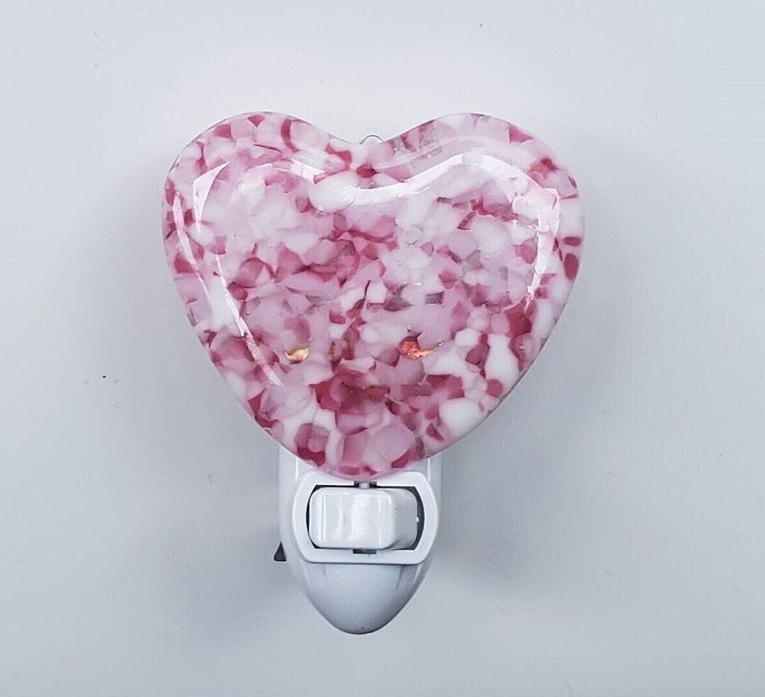 Heart Night Light Fused Glass Plug in Light FREE SHIPPING - Etsy