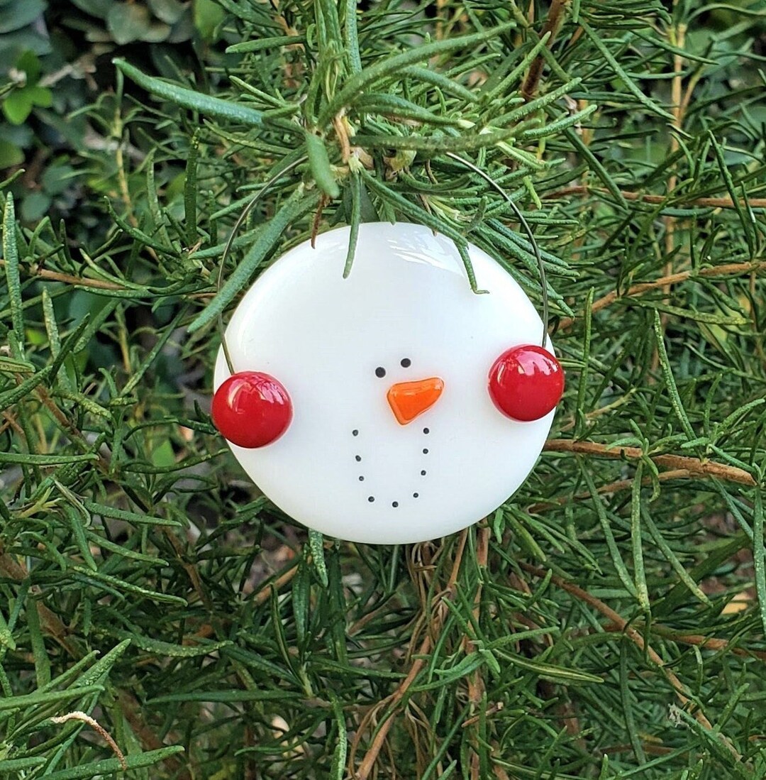Fused Glass Snowman Ornament ~ Christmas Tree Decoration ~ Winter ...