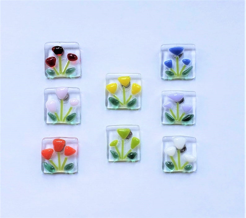 Fused Glass Flower Magnets - FREE SHIPPING - Etsy