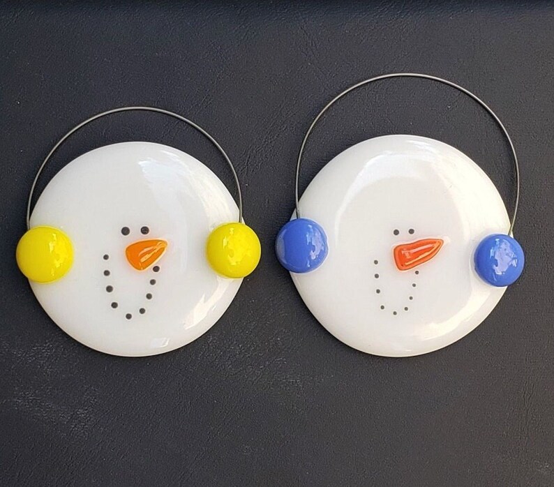 Fused Glass Snowman Ornament ~ Christmas Tree Decoration ~ Winter ...