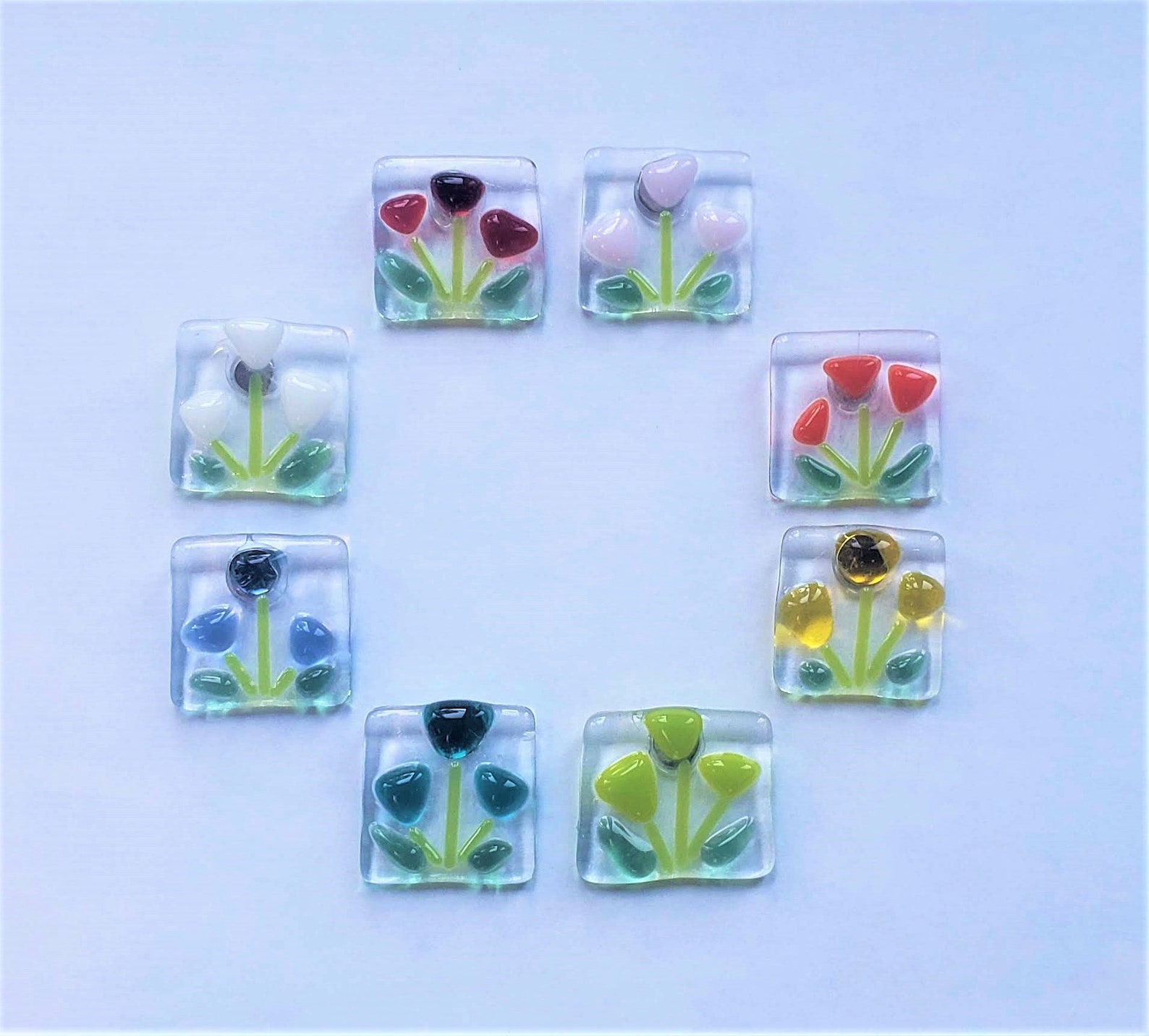Fused Glass Flower Magnets - FREE SHIPPING - Etsy