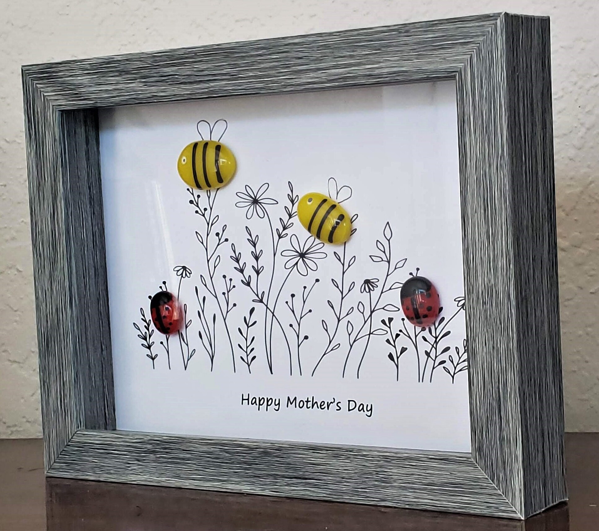Personalized Framed Art Fused Glass Bees Ladybugs - Etsy