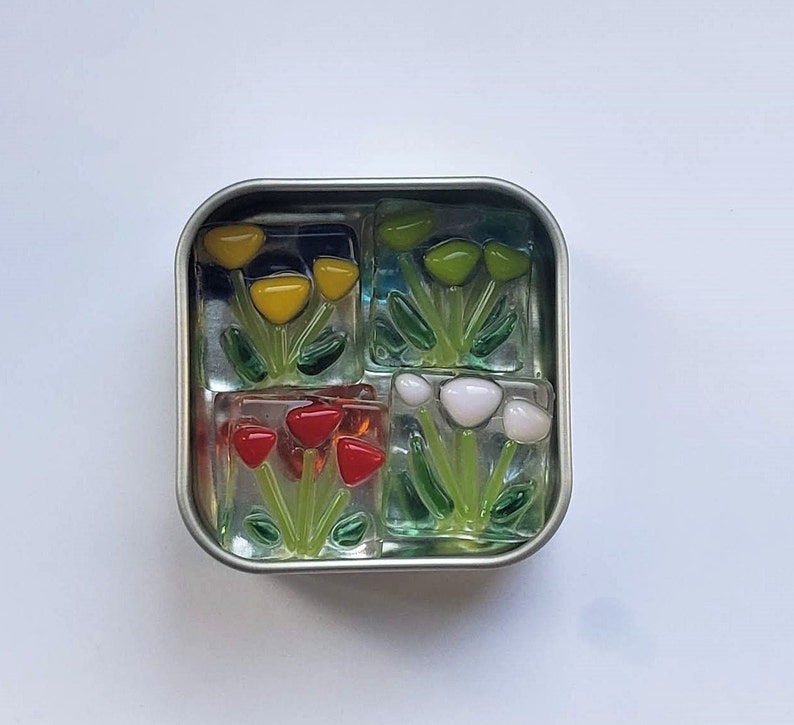 Fused Glass Flower Magnets - FREE SHIPPING - Etsy