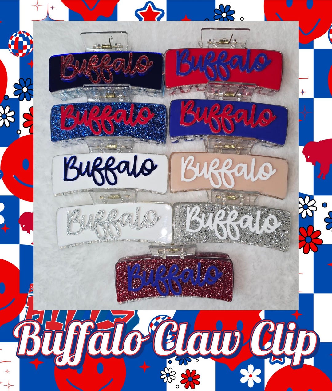 Buffalo Hair Claw Clip: Game Day Glitter Accessories - Etsy