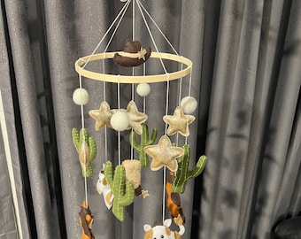 Wild West Felt Mobile Kids Decor Nursery Decor Baby Cowboy Cactus Horse ...