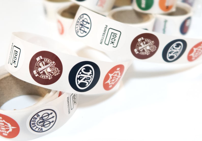 Gun Logo Roll Stickers Long Lasting 20 Mm Gun Sticker - Etsy