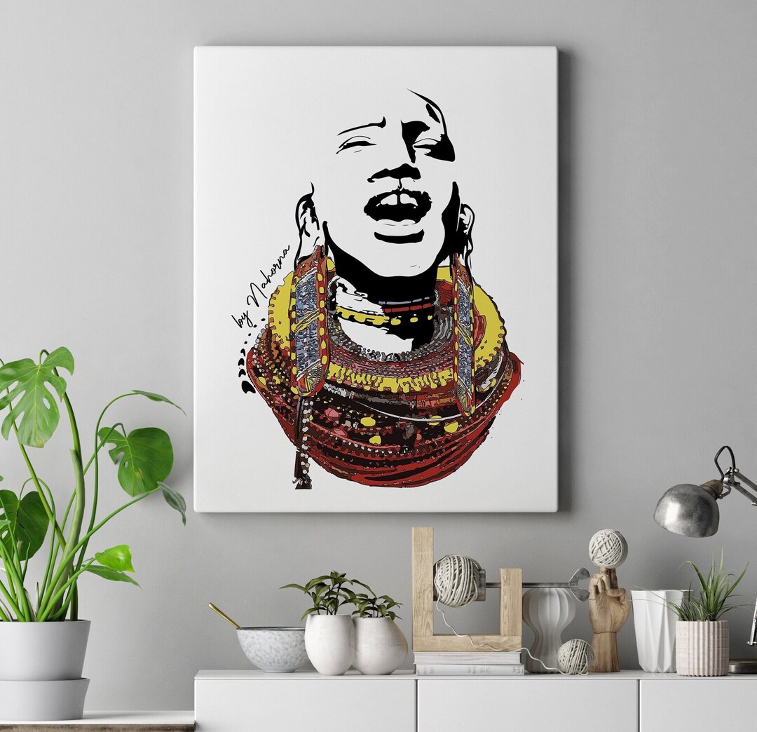 Maasai Portrait. Digital Illustartion for Clothes or Poster Printing ...