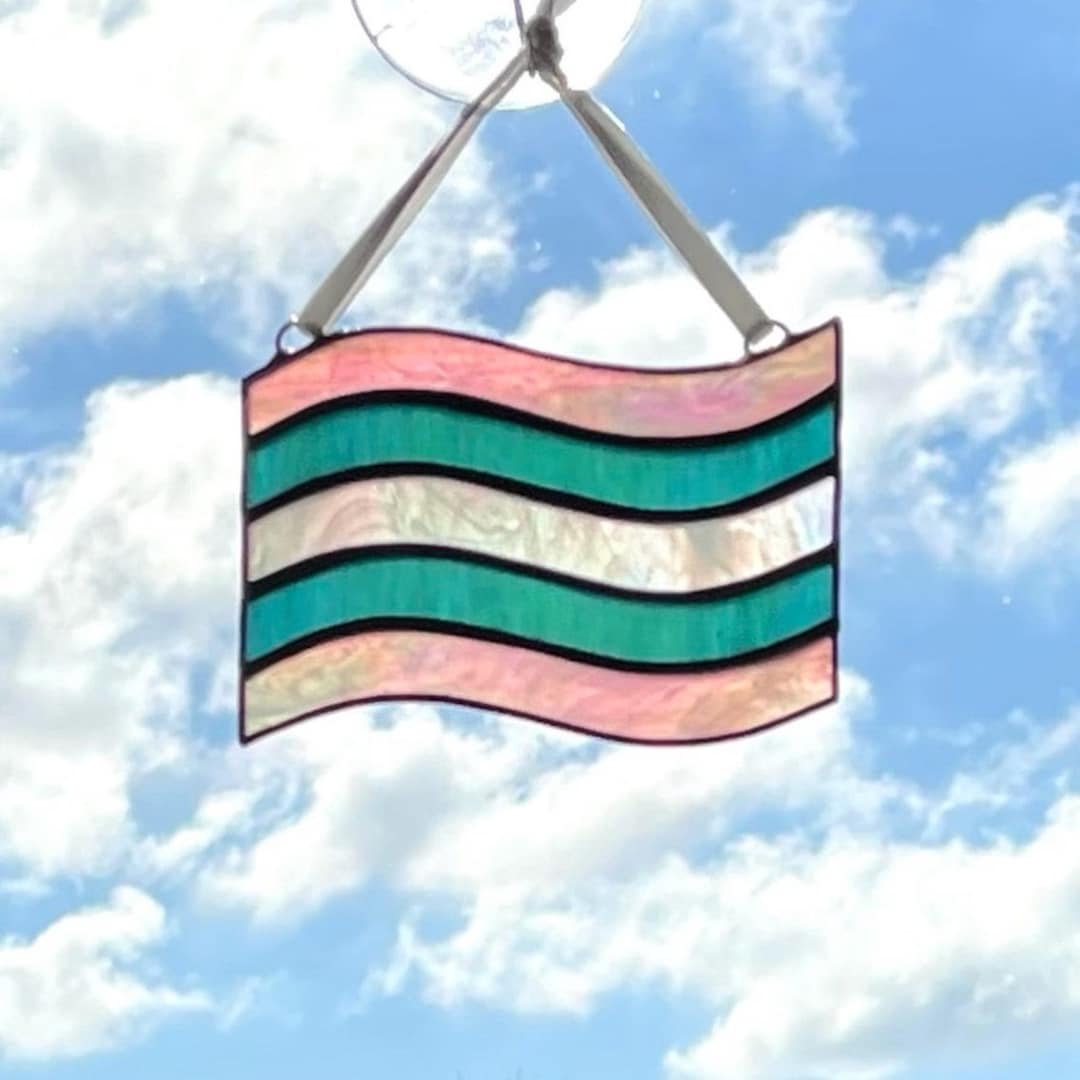 Stained Glass Transgender Pride Flag Sun Catcher Iridescent Glass - Etsy