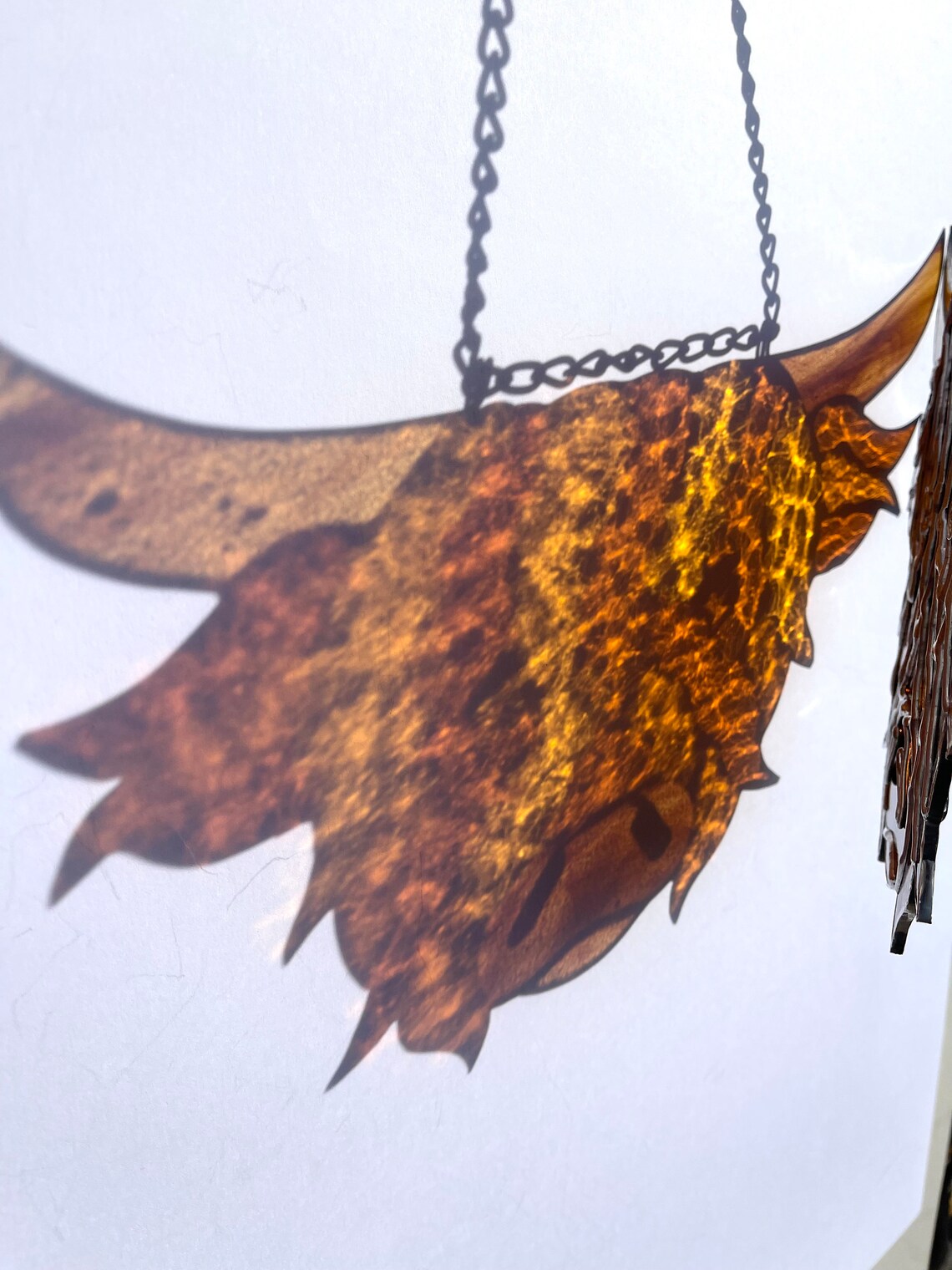 Stained Glass Highland Cow With Silver Solder on a Metal Chain - Etsy UK