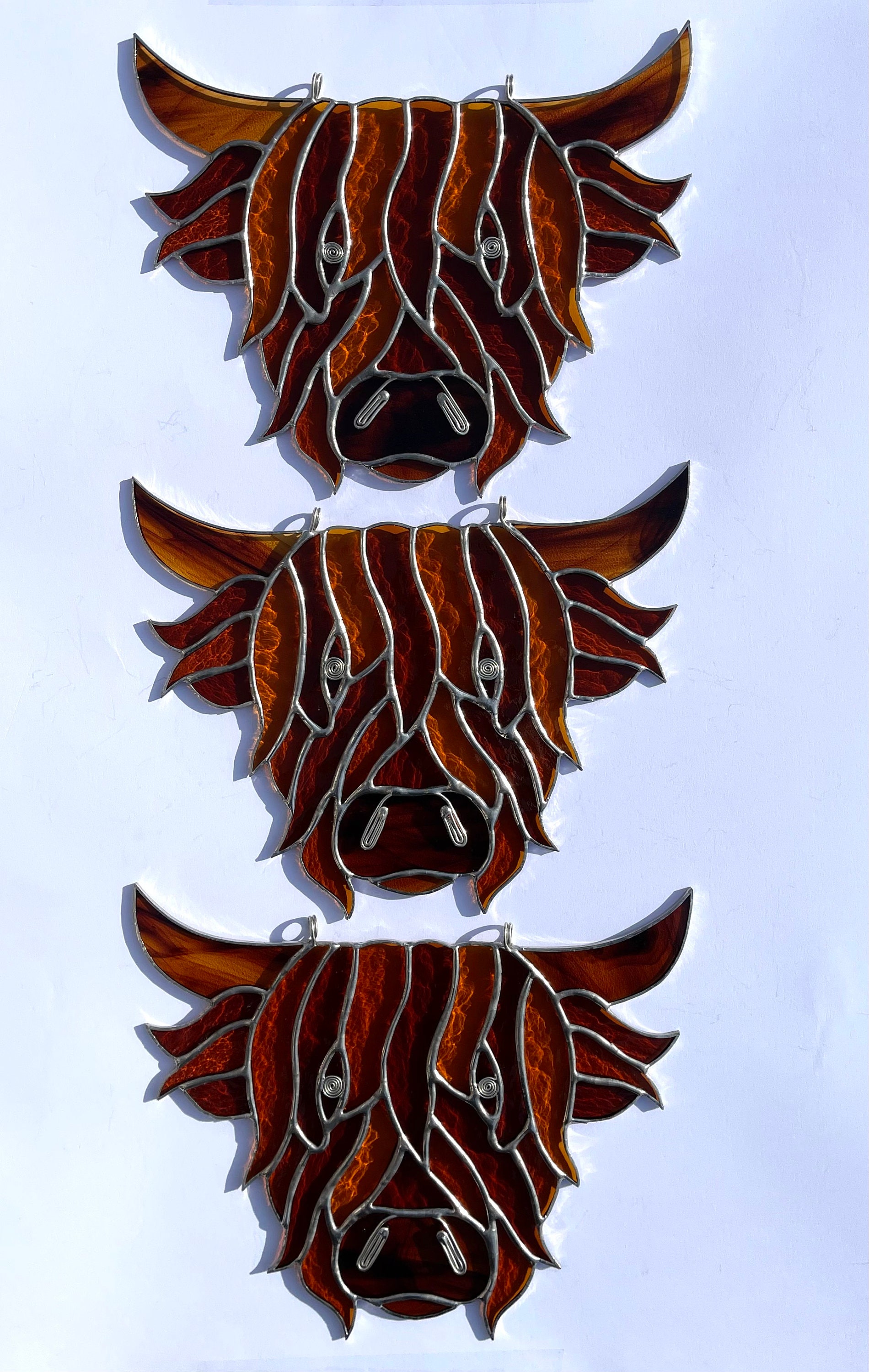 Stained Glass Highland Cow With Silver Solder on a Metal Chain - Etsy UK