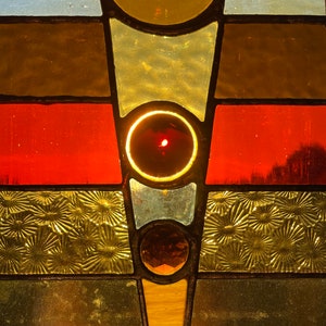 Amber Stained Glass Retro Panel With Multi Textured & Iridescent Glass ...